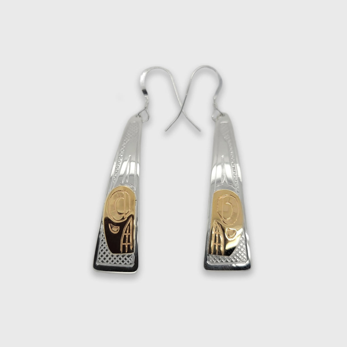 Orca Triangle Crest Earrings in Silver and Gold – Spirits of the West Coast Art Gallery Inc