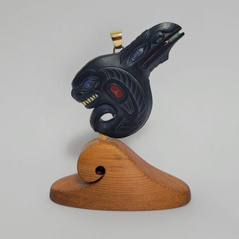 Orca with Raven Fin Argillite Pendant by Haida Artist Darrell White ...