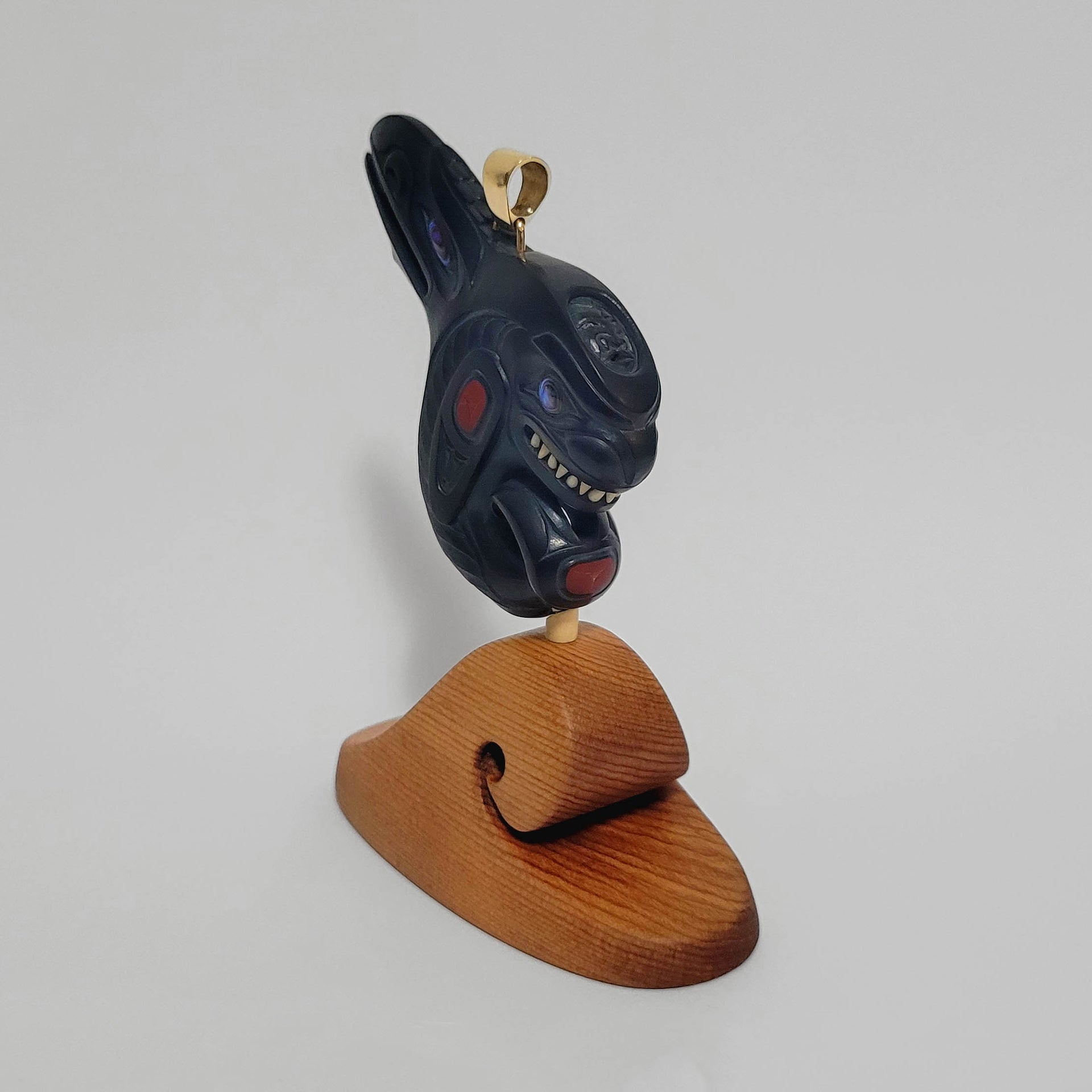 Orca with Raven Fin Argillite Pendant by Haida Artist Darrell White ...