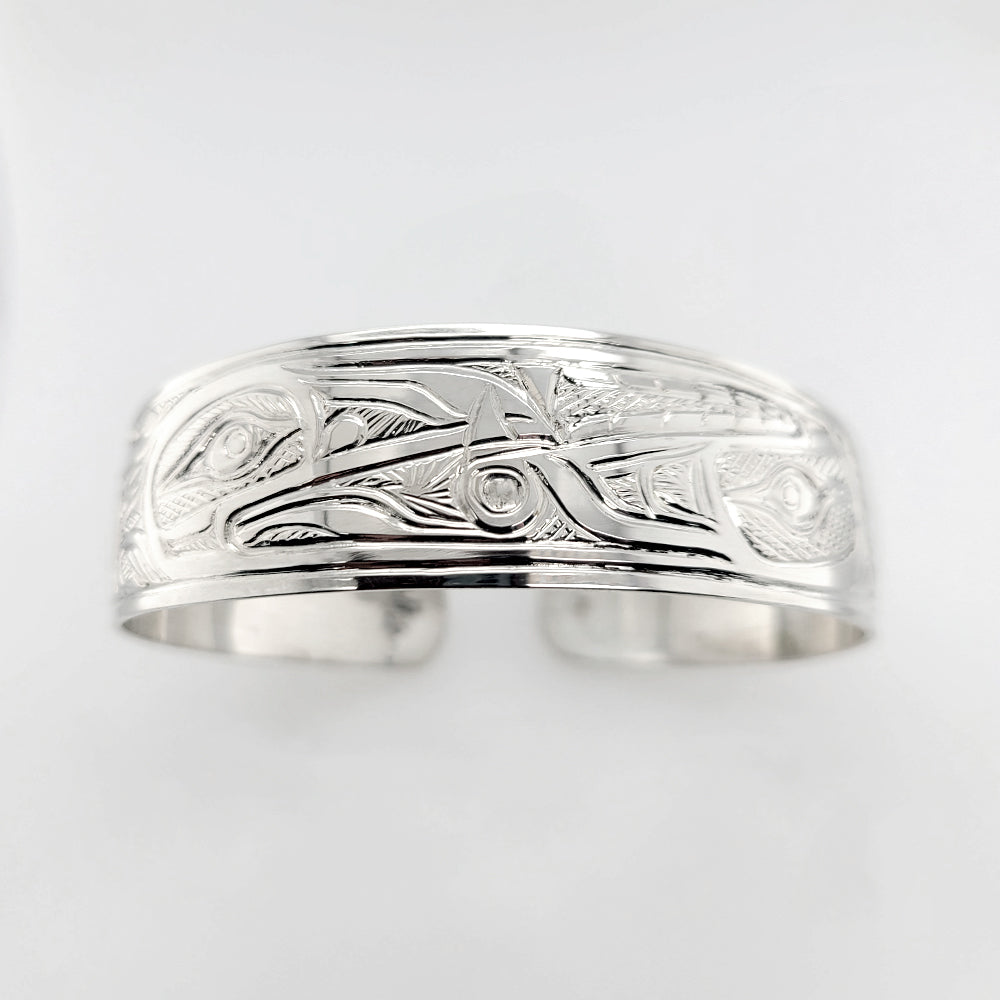 Raven & Wolf Silver Bracelet by Tsimshian artist Bill Helin – Spirits ...