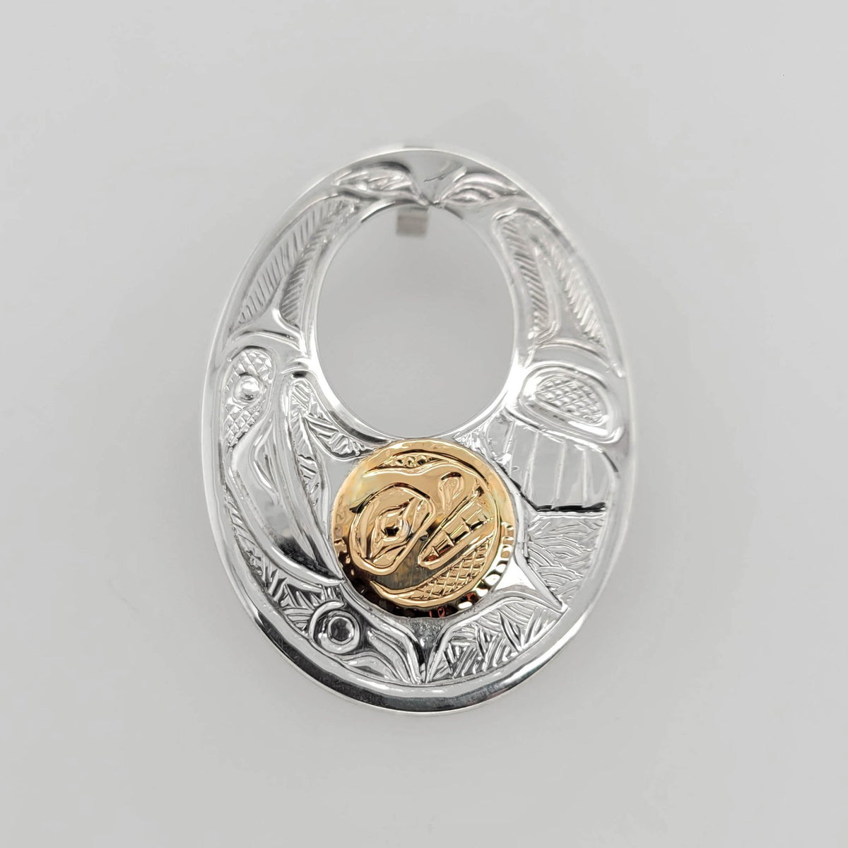 Raven Silver & Gold Pendant by Tsimshian artist Bill Helin – Spirits of ...