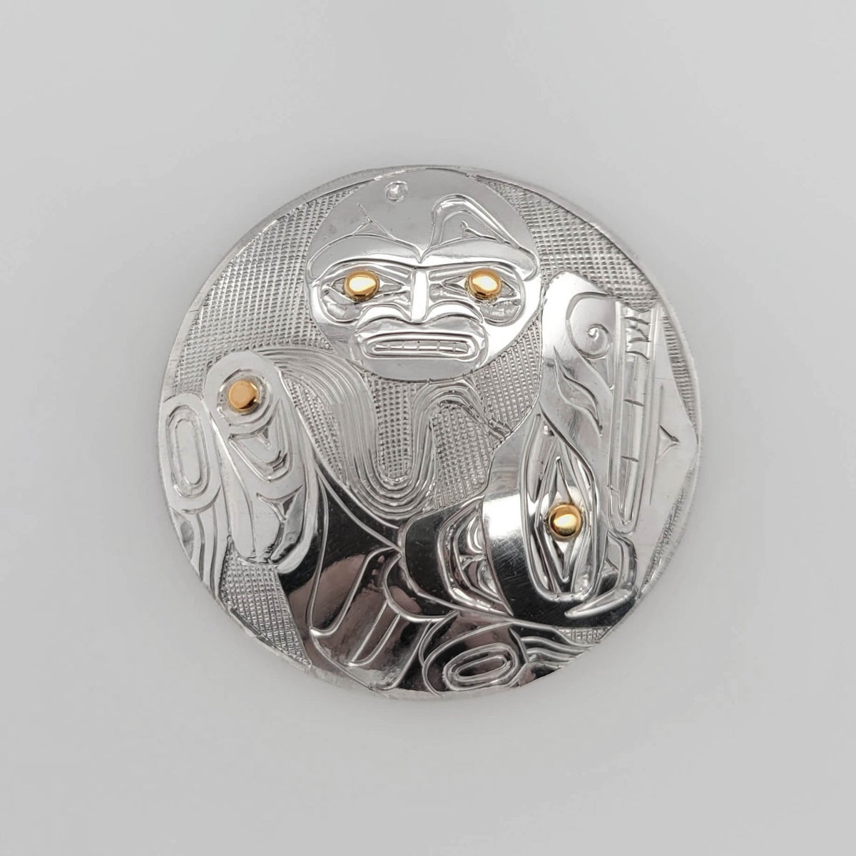 Wolf & Moon Silver & Gold Pendant by Haida artist Andrew Williams ...