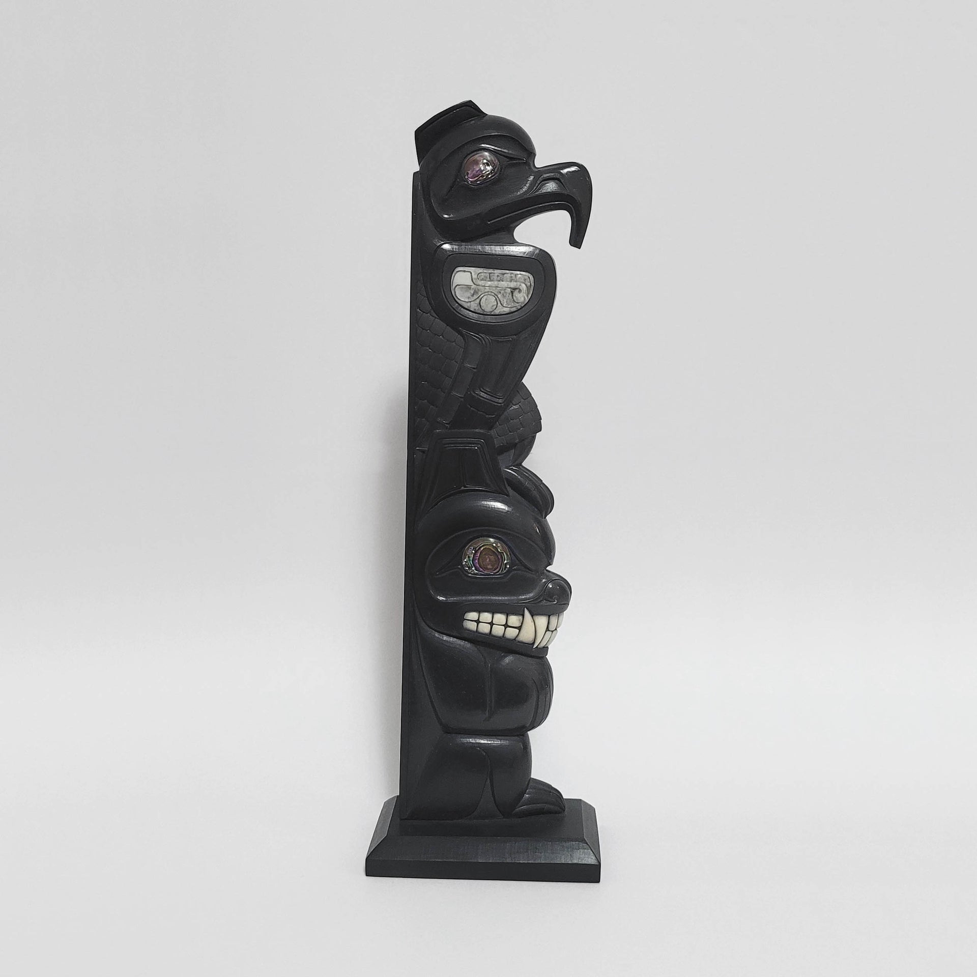 Eagle and Bear Argillite Totem Pole – Spirits of the West Coast Art Gallery