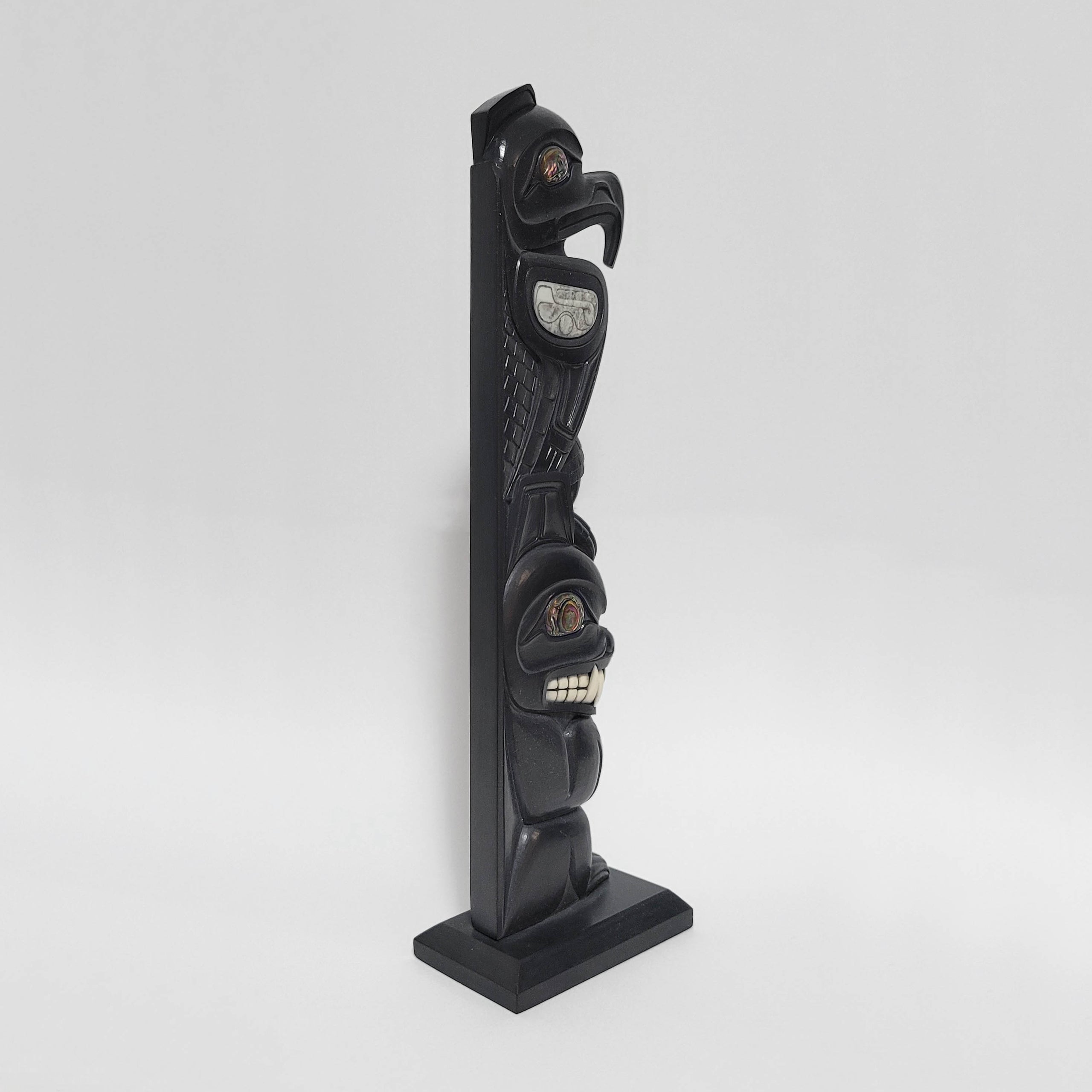 Eagle and Bear Argillite Totem Pole – Spirits of the West Coast Art Gallery