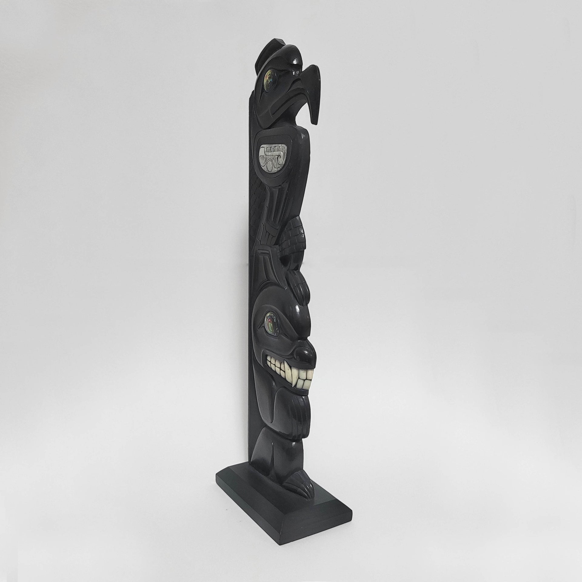 Eagle and Bear Argillite Totem Pole – Spirits of the West Coast Art Gallery