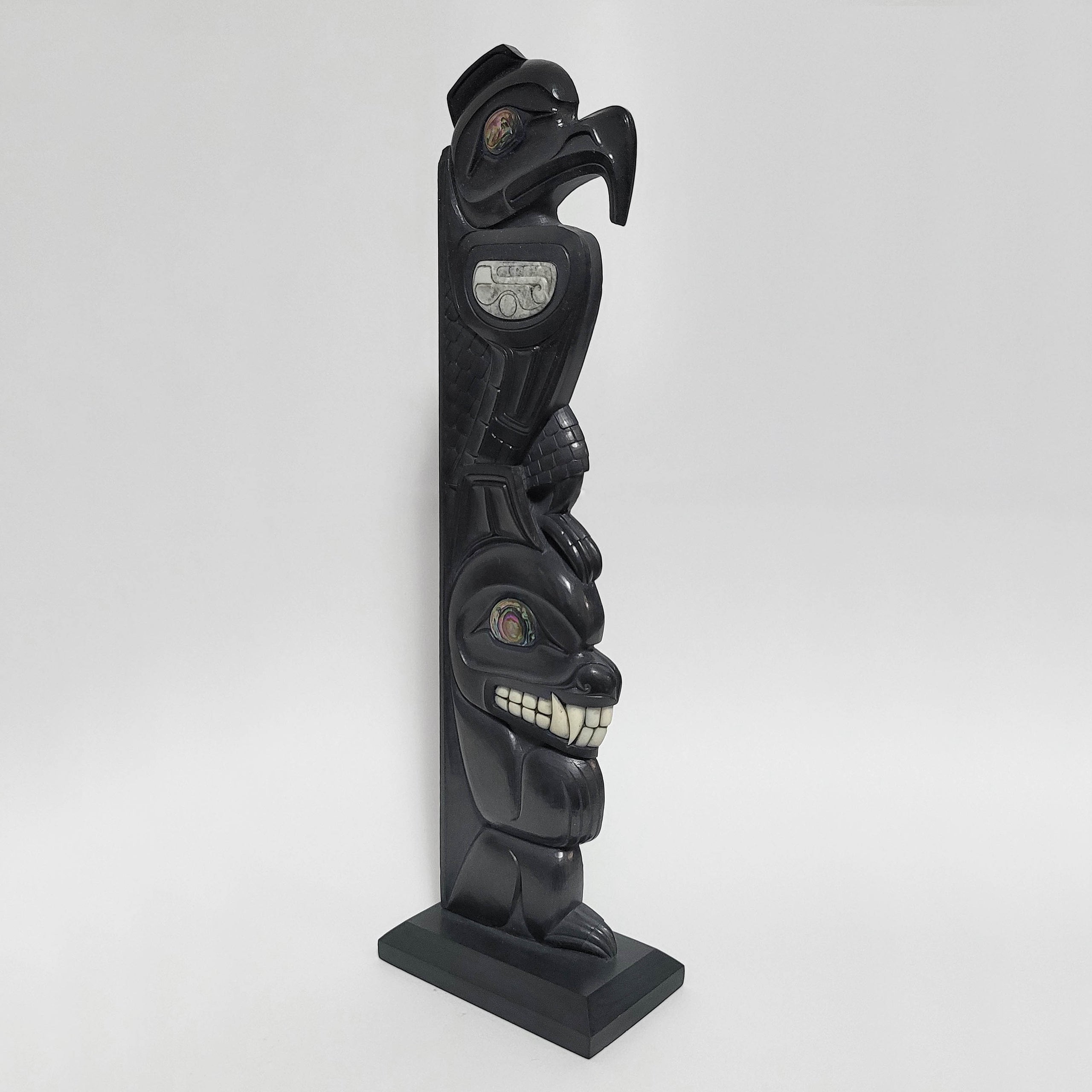 Eagle and Bear Argillite Totem Pole – Spirits of the West Coast Art Gallery