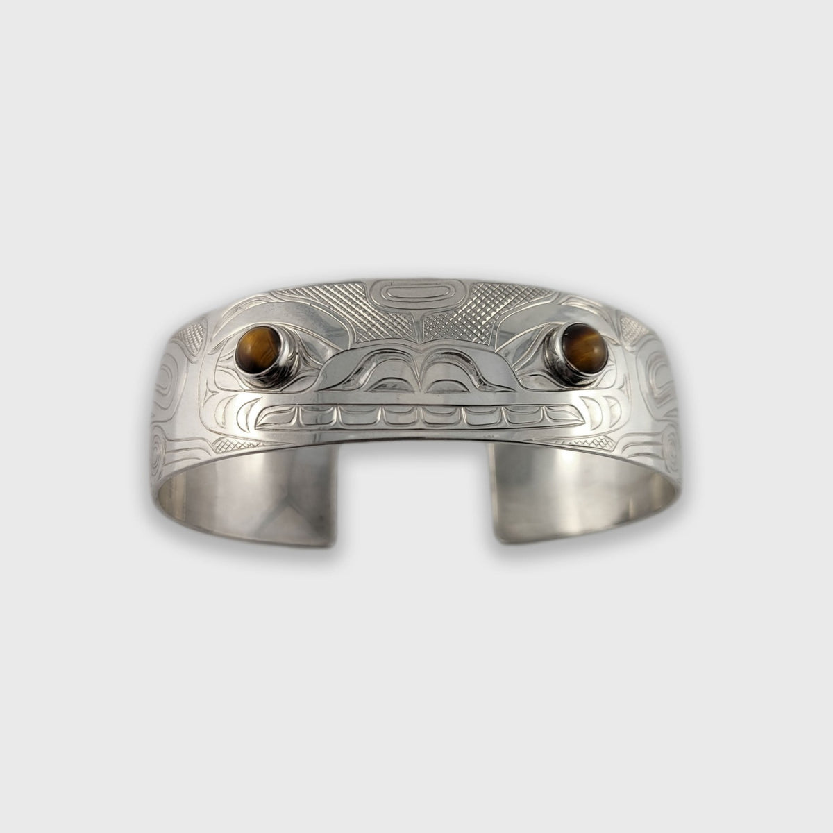 Bear Silver & Tiger Eye Bracelet by Kwakwaka'wakw artist Chris Cook ...